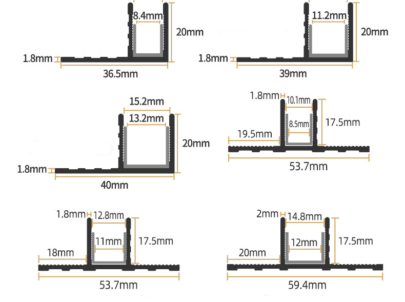 F Shaped Aluminum Edge Trim For Shower Glass
